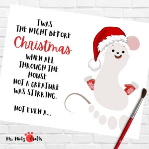 Night Before Christmas Mouse Footprint Poem Card Art Craft Printable ...