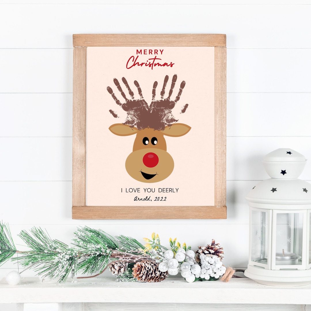Christmas Handprint Reindeer Craft Template Printable | Child Handprint ...