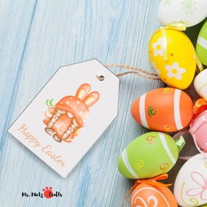 Printable Happy Easter Gnome Bunny Gift Tags – 12 Cute Bunny Tags for ...