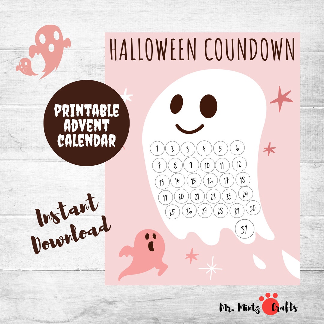 Printable Halloween Countdown Calendar for Kids Halloween - Etsy