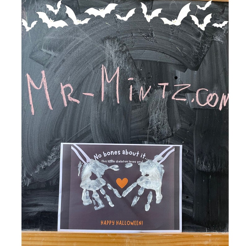 Halloween Handprint Art Craft Printable Skeleton Craft for - Etsy