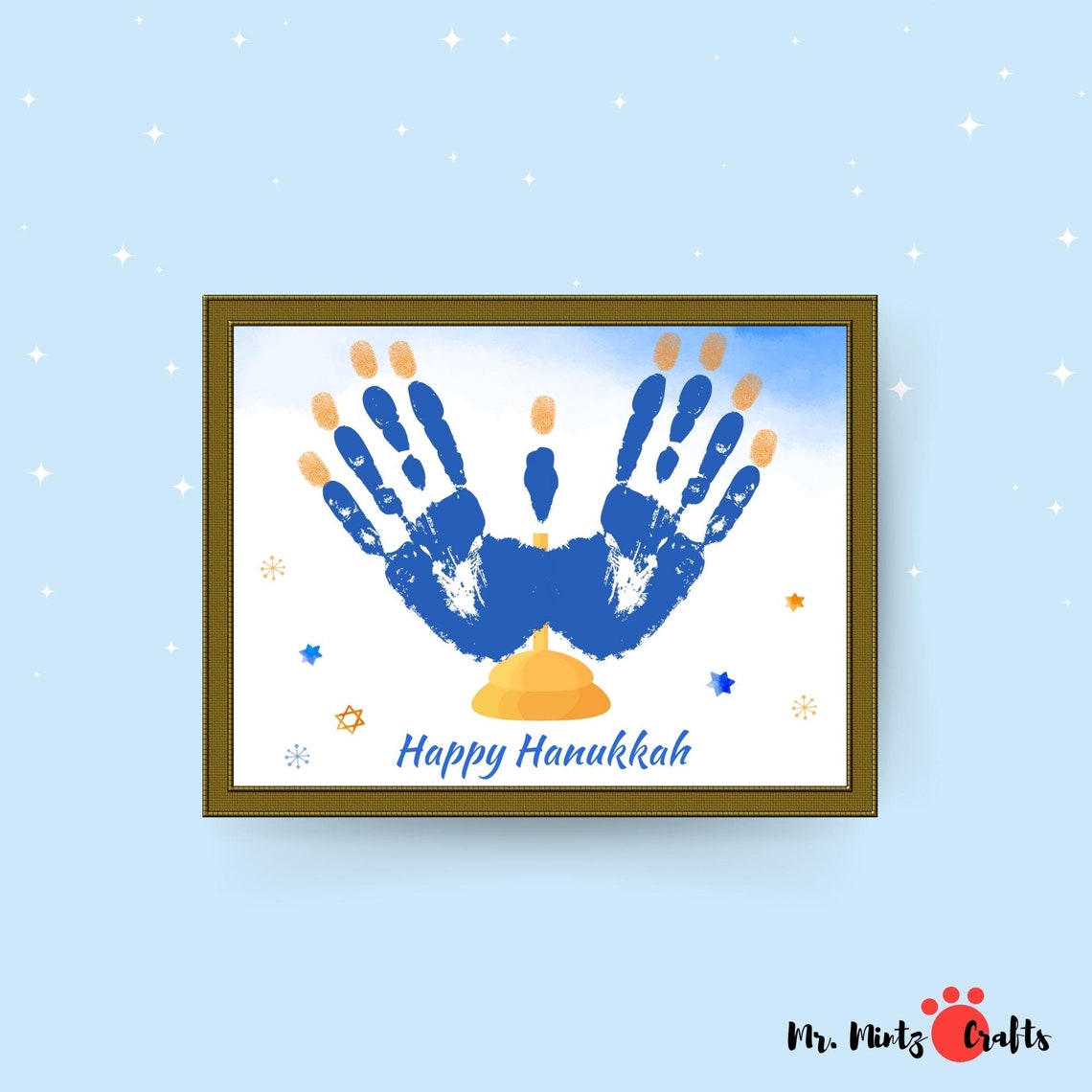 Hanukkah Chanukah Handprint Fingerprint Art Craft | Happy Hanukkah Card ...