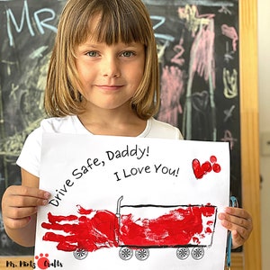 Truck Handprint Footprint Art Craft | Trucker Gifts for Father's Day ...