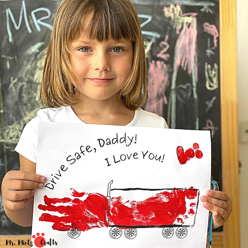 Truck Handprint Footprint Art Craft Trucker Gifts for - Etsy