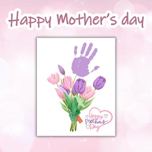 Mothers Day Handprint Fingerprint Art Craft Printable From Son Daughter ...