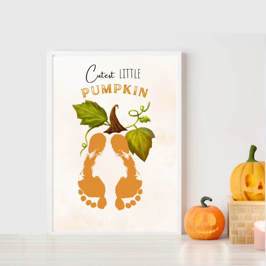 Pumpkin Handprint Footprint Art Craft | Halloween Footprint Art Craft ...
