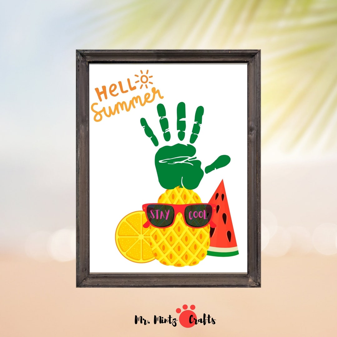 Summer Handprint Art Craft for Kids Printable | Easy Pineapple Craft ...