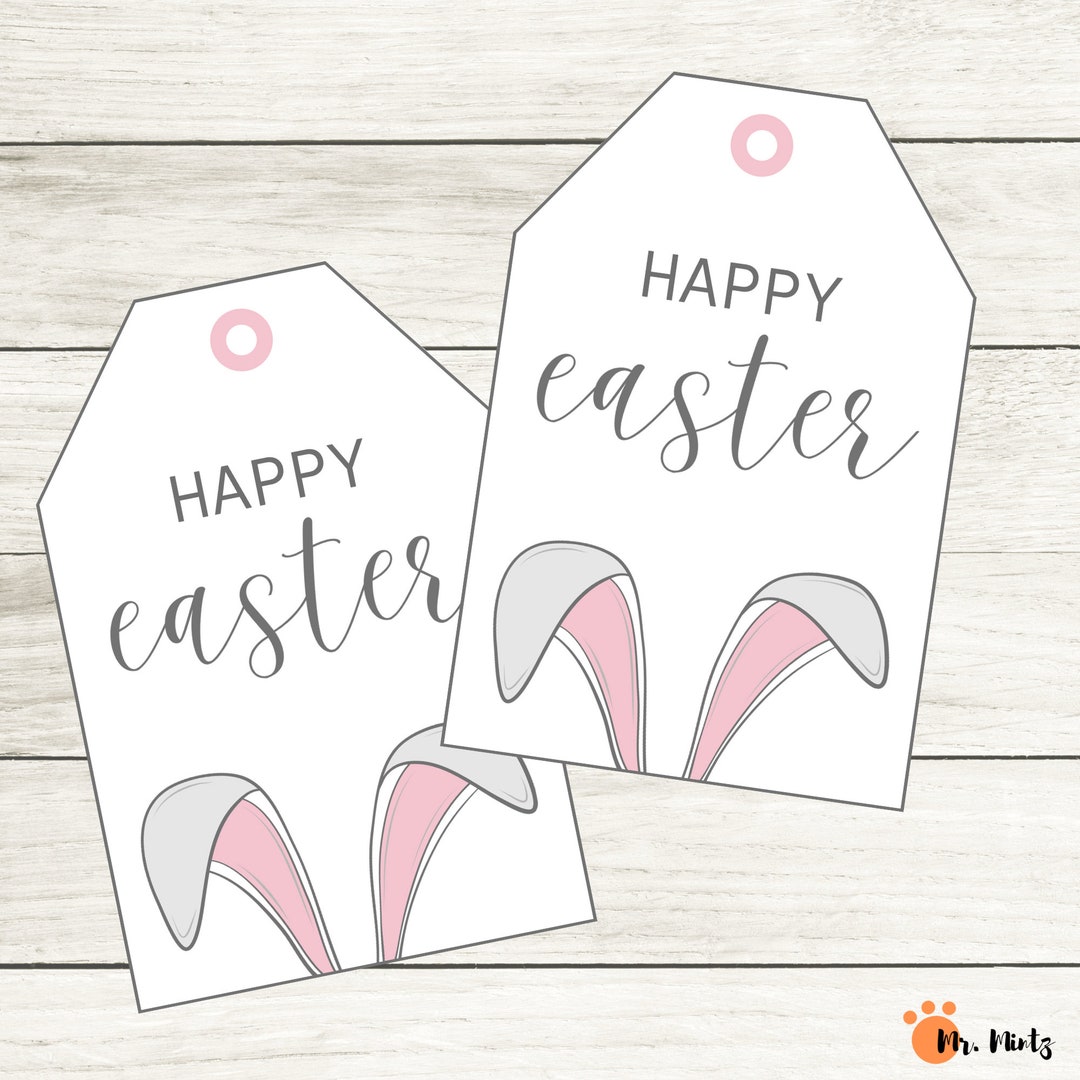 Easter Tag, Easter Gift Tag Printable, Easter Hang Tag, Rabbit Easter ...