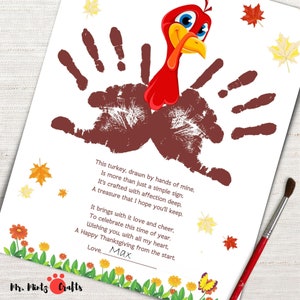 Turkey Handprint Poem Art Craft Printable | Turkey Handprint Preschool ...