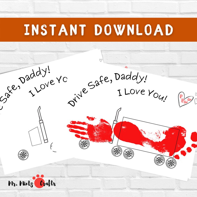 Truck Handprint Footprint Art Craft | Trucker Gifts for Father's Day ...