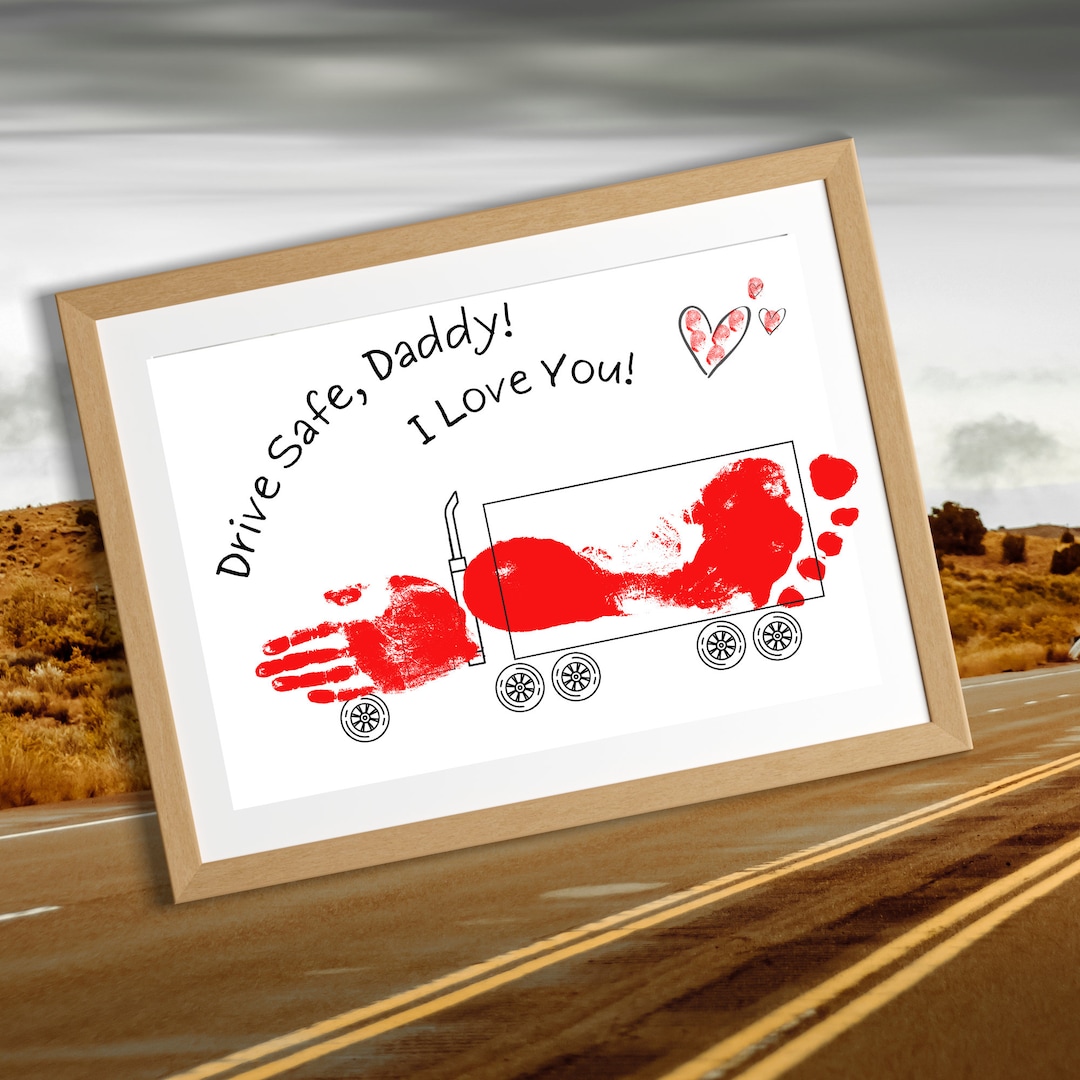 Truck Handprint Footprint Art Craft | Trucker Gifts for Father's Day ...