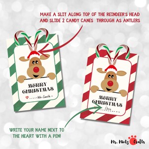 Reindeer Candy Cane Holder Template | Candy Cane Gram | Christmas Candy ...