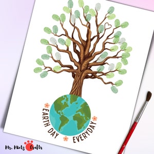 Earth Day Handprint Fingerprint Art Craft Printable for Kids | Happy ...