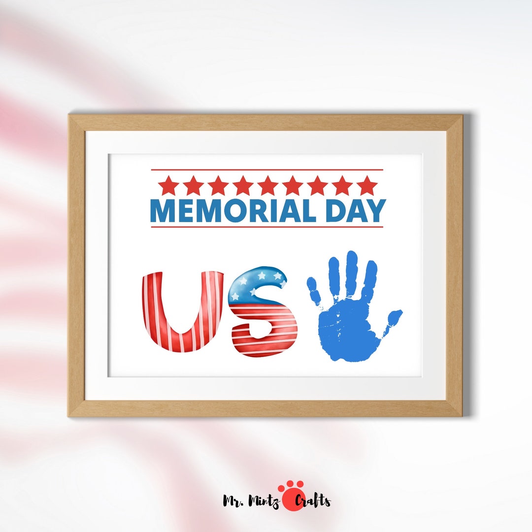 Memorial Day DIY Kids Handprint Keepsake Art Craft Printable | Memorial ...