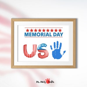 Memorial Day DIY Kids Handprint Keepsake Art Craft Printable | Memorial ...
