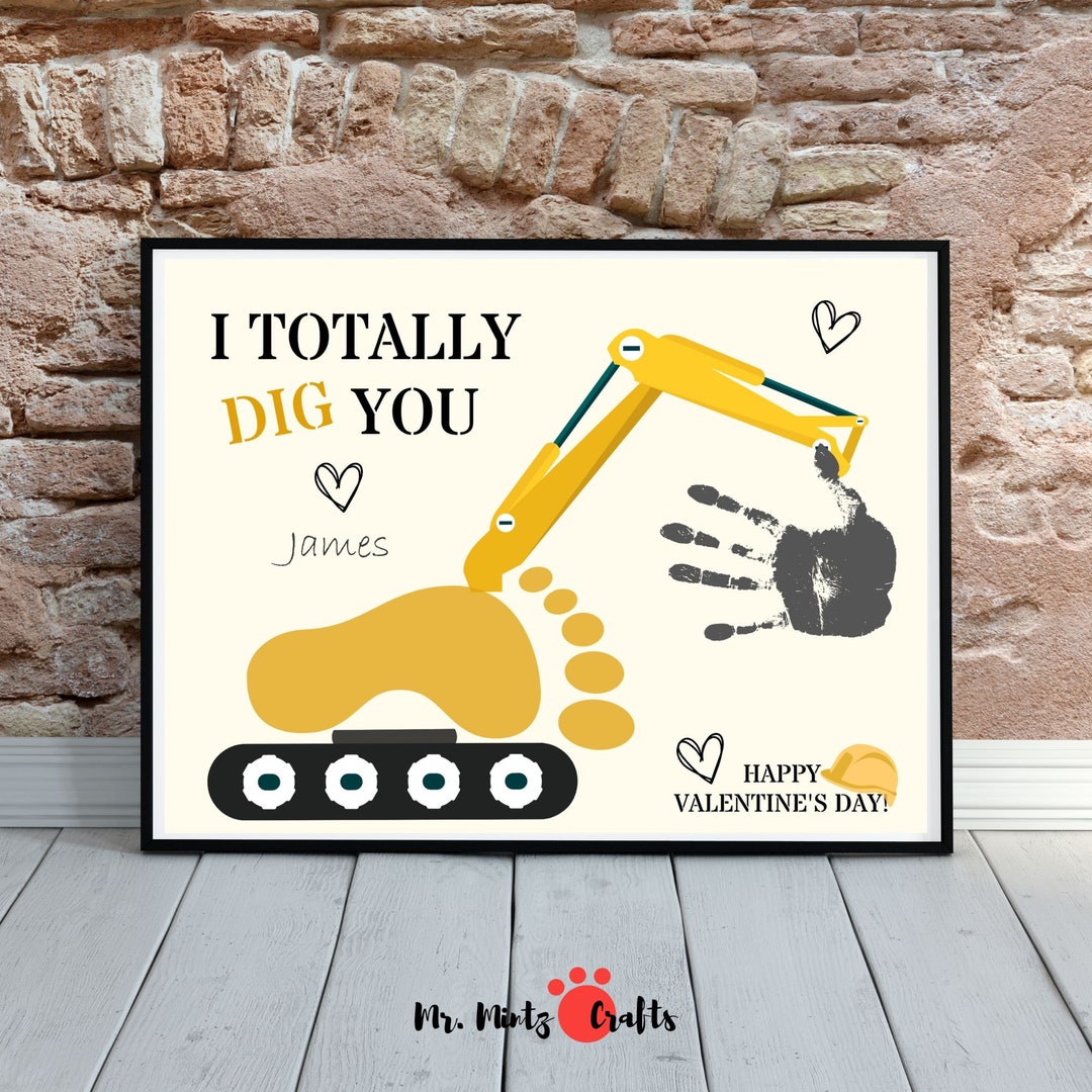 I Dig You Valentine Cards Printable | Handprint Footprint Art Craft ...