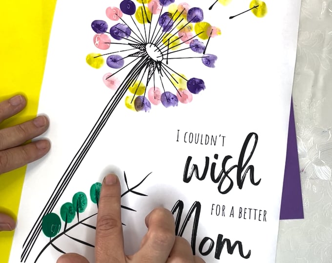 Mothers Day Fingerprint Art, Fingerprint Flower Craft, Gift for Mom ...