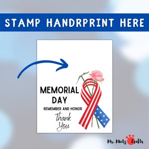 Memorial Day DIY Kids Handprint Keepsake Art Craft Printable | Memorial ...