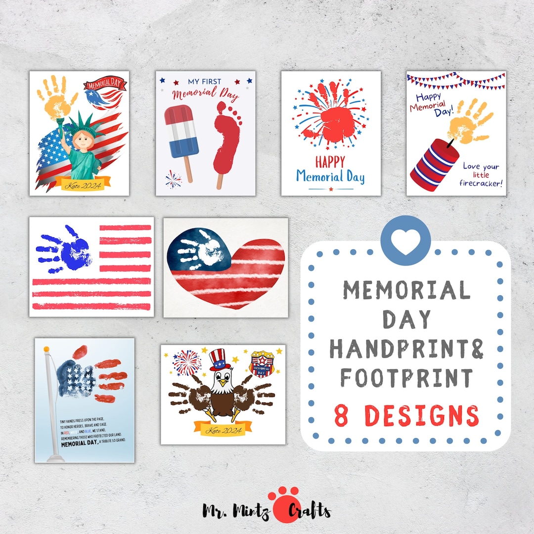 Memorial Day Handprint Footprint Art Сrafts | Patriotic Preschool ...