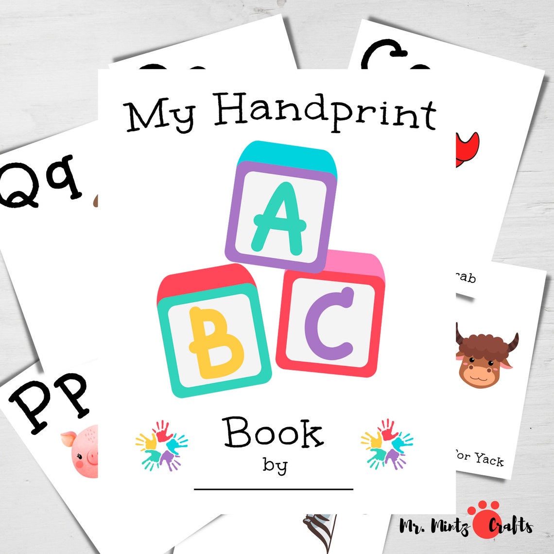 Alphabet Handprint Art Craft My Handprint ABC Alphabet Book - Etsy