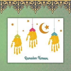 Ramadan Handprint Art Craft Printable | Ramadan Cards| Islamic Crafts ...
