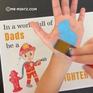 Firefighter Fathers Day Gift | Fathers Day Handprint Art Craft ...