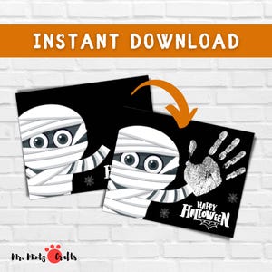Mummy Handprint Halloween Keepsake Craft for Kids Preschool Toddler ...
