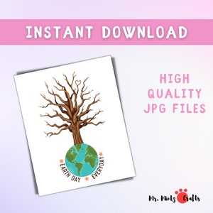 Earth Day Handprint Fingerprint Art Craft Printable for Kids | Happy ...