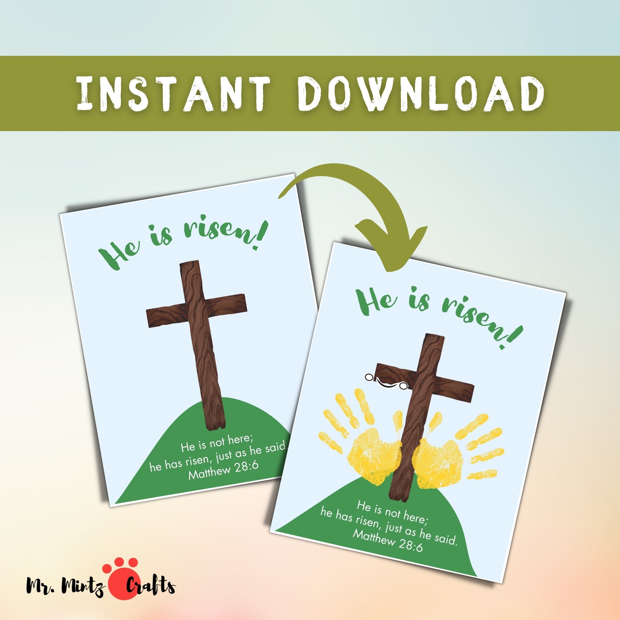 He is Risen Handprint Art Craft | Christian Easter Handprint Art Craft ...