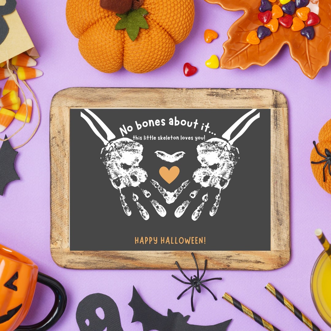 Halloween Handprint Art Craft Printable | Skeleton Craft for Kids ...
