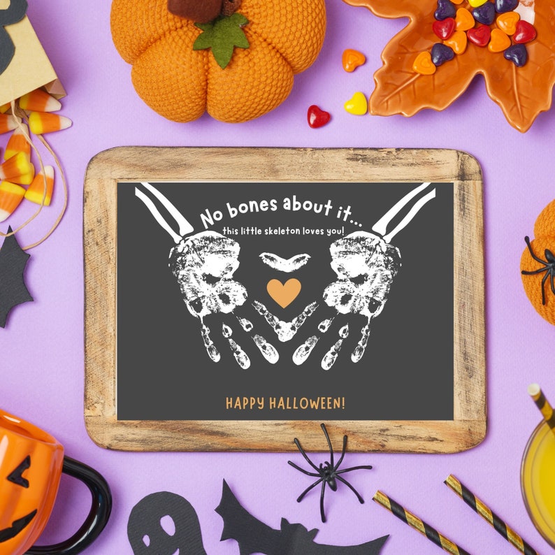 Halloween Handprint Art Craft Printable Skeleton Craft for - Etsy