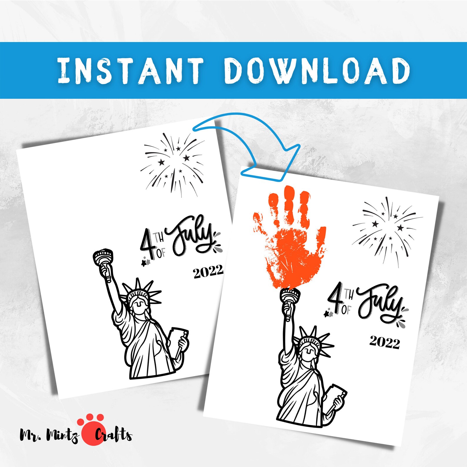 Statue of Liberty Craft | Handprint Art 4th of July Printable ...