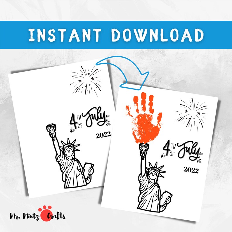 Statue of Liberty Craft Handprint Art 4th of July Printable - Etsy