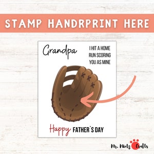 Grandpa Fathers Day Gift Baseball Dad Gift Handprint Keepsake Art Craft ...