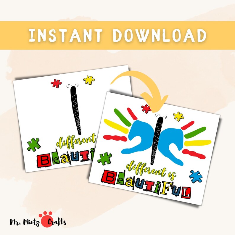 Autism Awareness Handprint Crafts Kids | Different is Beautiful ...