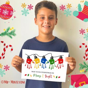 Handprint Christmas Lights | Christmas Handprint Art Crafts Template ...