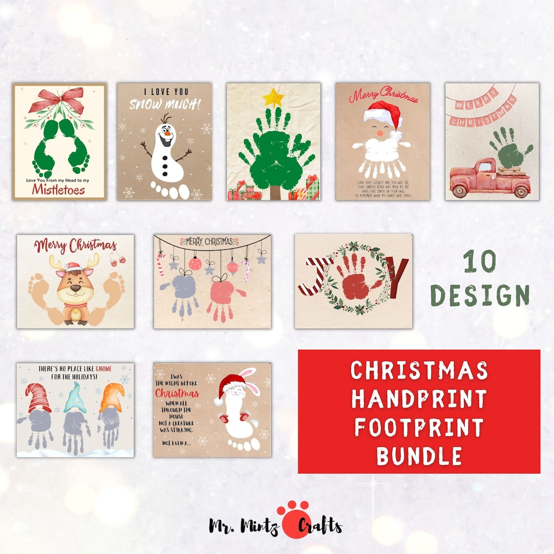 Christmas Handprint Footprint Craft Bundle | Christmas Handprint Art ...