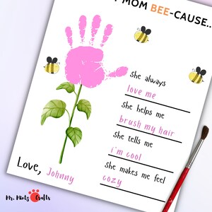 Handprint Mothers Day Art Craft for Mom Grandma | Handprint Keepsake ...