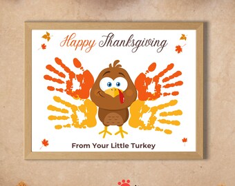 Turkey Handprint Footprint Art Craft for Kids | Thanksgiving Craft ...