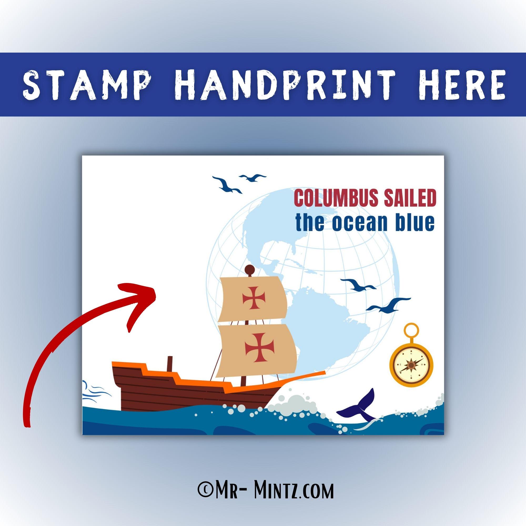 Columbus Day Handprint Craft Printable Explorer Activity for Kids With ...