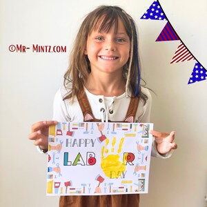 Labor Day Handprint Art Craft | Labor Day Card | Happy Labor Day ...