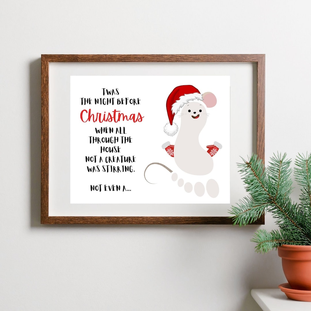 Night Before Christmas Mouse Footprint Poem Card Art Craft Printable ...