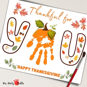 Thankful for You Thanksgiving Handprint Art Craft Activities Printable ...