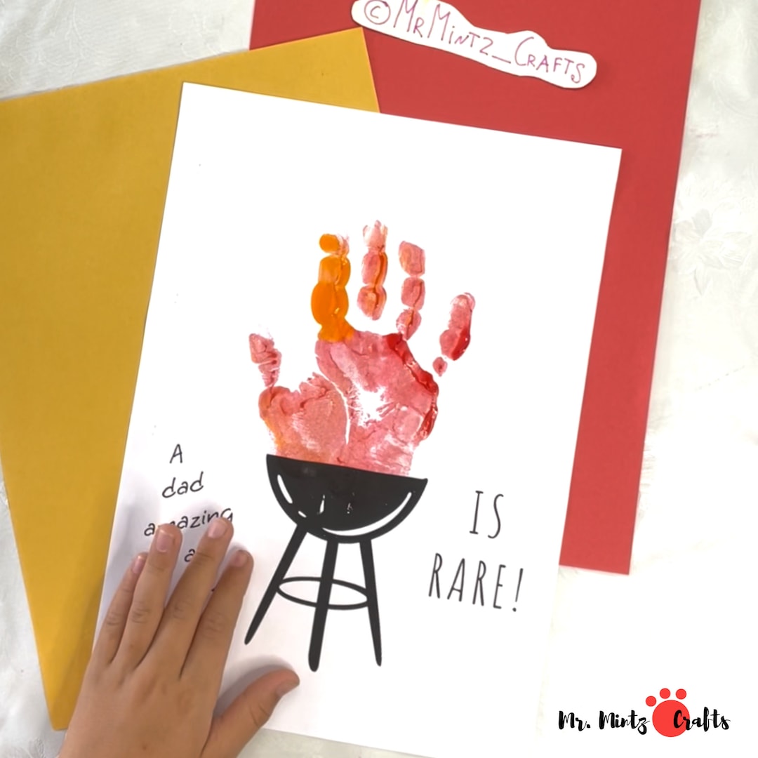 Fathers Day Gifts From Kids Grill | Handprint Art Craft for Fathers Day ...