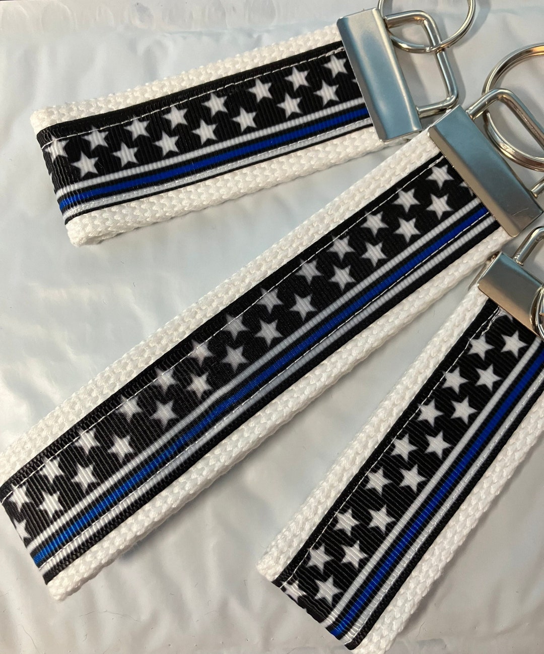 Personalized Thin Blue Line Key Fob: Embroidered Law Enforcement Gift ...