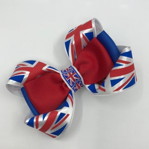 40mm or 50mm Union Jack Coronation Thin Satin Ribbon Royal Blue, Red ...