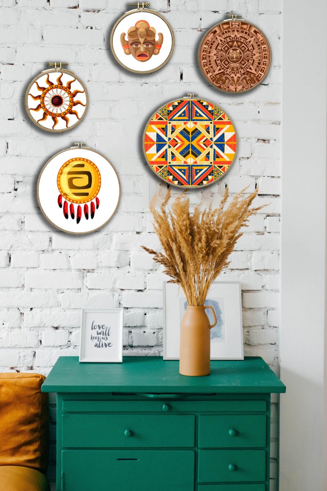 Aztec theme Wall Decor Art Wall Decor Living Room Wall Decor | Etsy