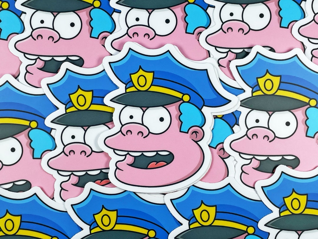 Chief Wiggum Sticker, Simpsons Sticker, Chief Piggum, Pig Cop Sticker ...