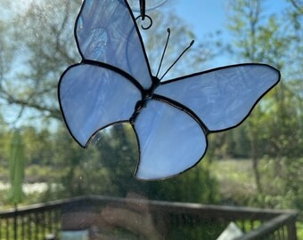 Stained Glass Blue Butterfly Suncatcher - Etsy