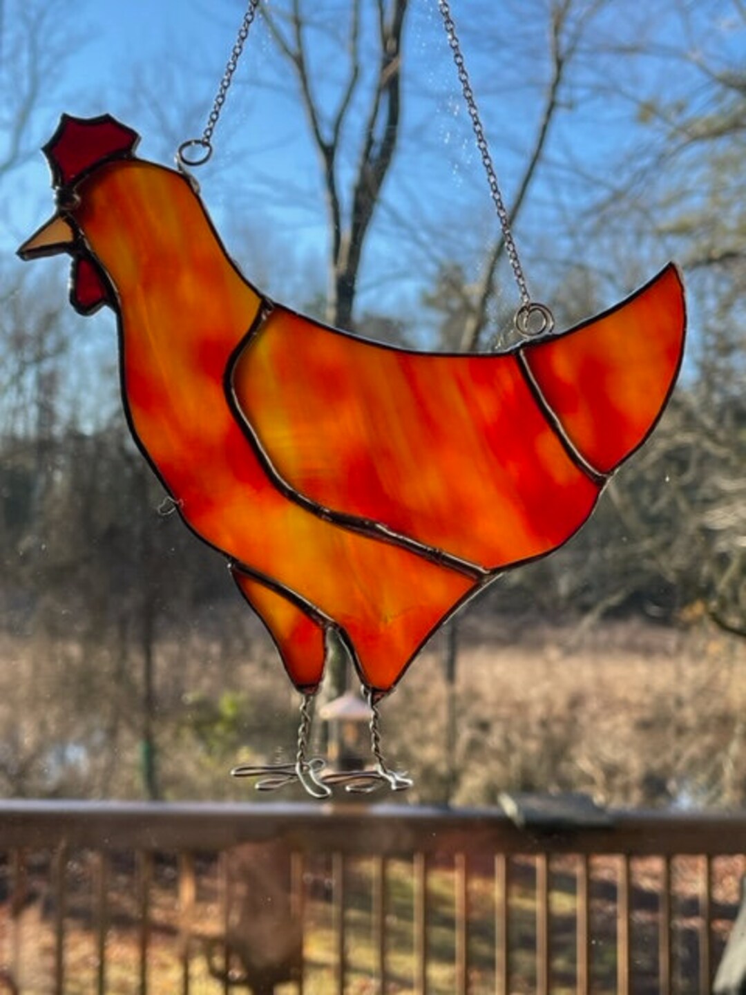 Stained Glass Chicken Etsy